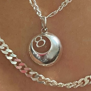 Magic 8 Ball Pendant Charm, Solid Sterling Silver Billiards 8 Ball ...