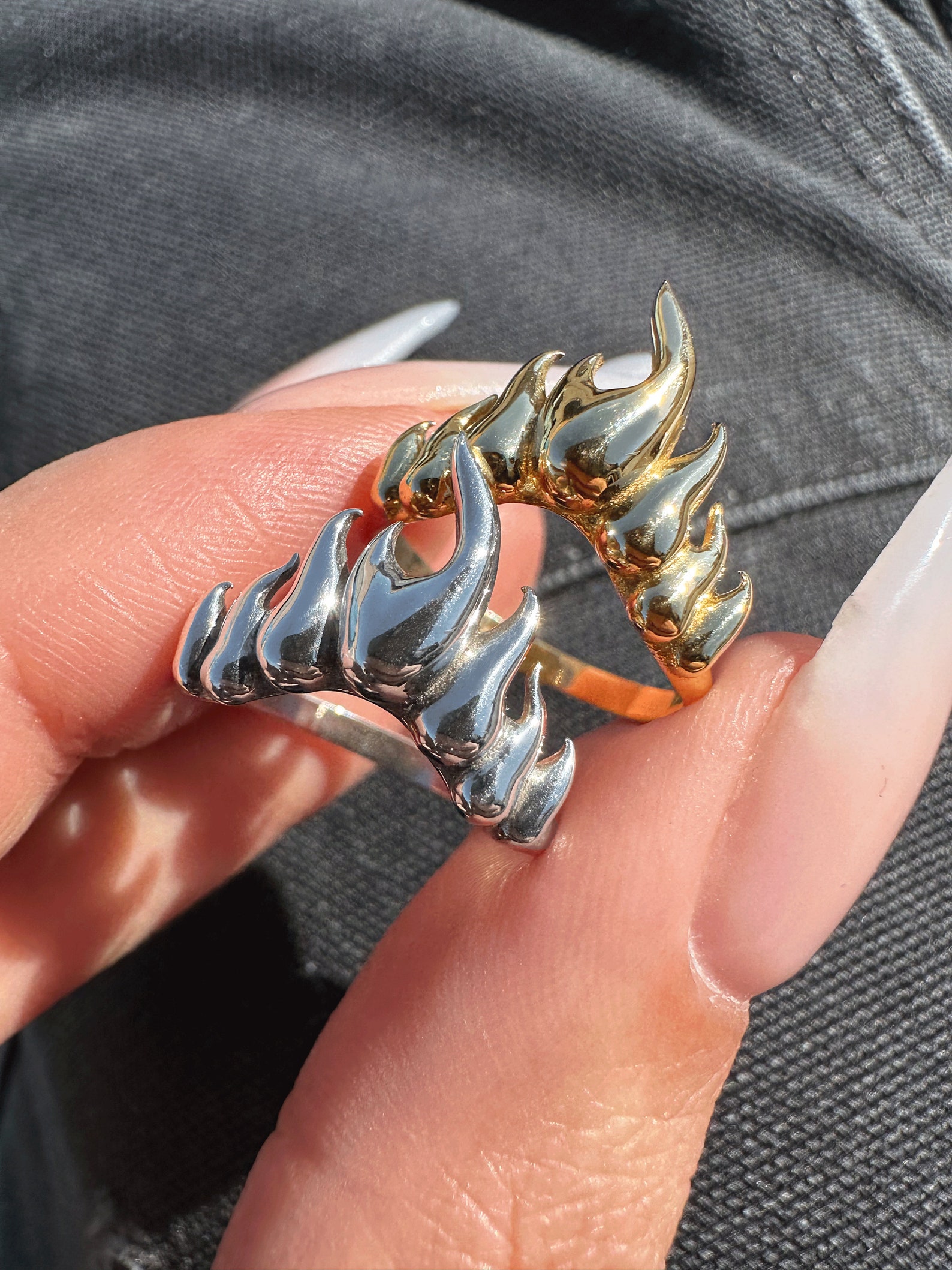 Flame Ring, Silver Fire Stacking Ring, Silver Flame Ring, Unique ...