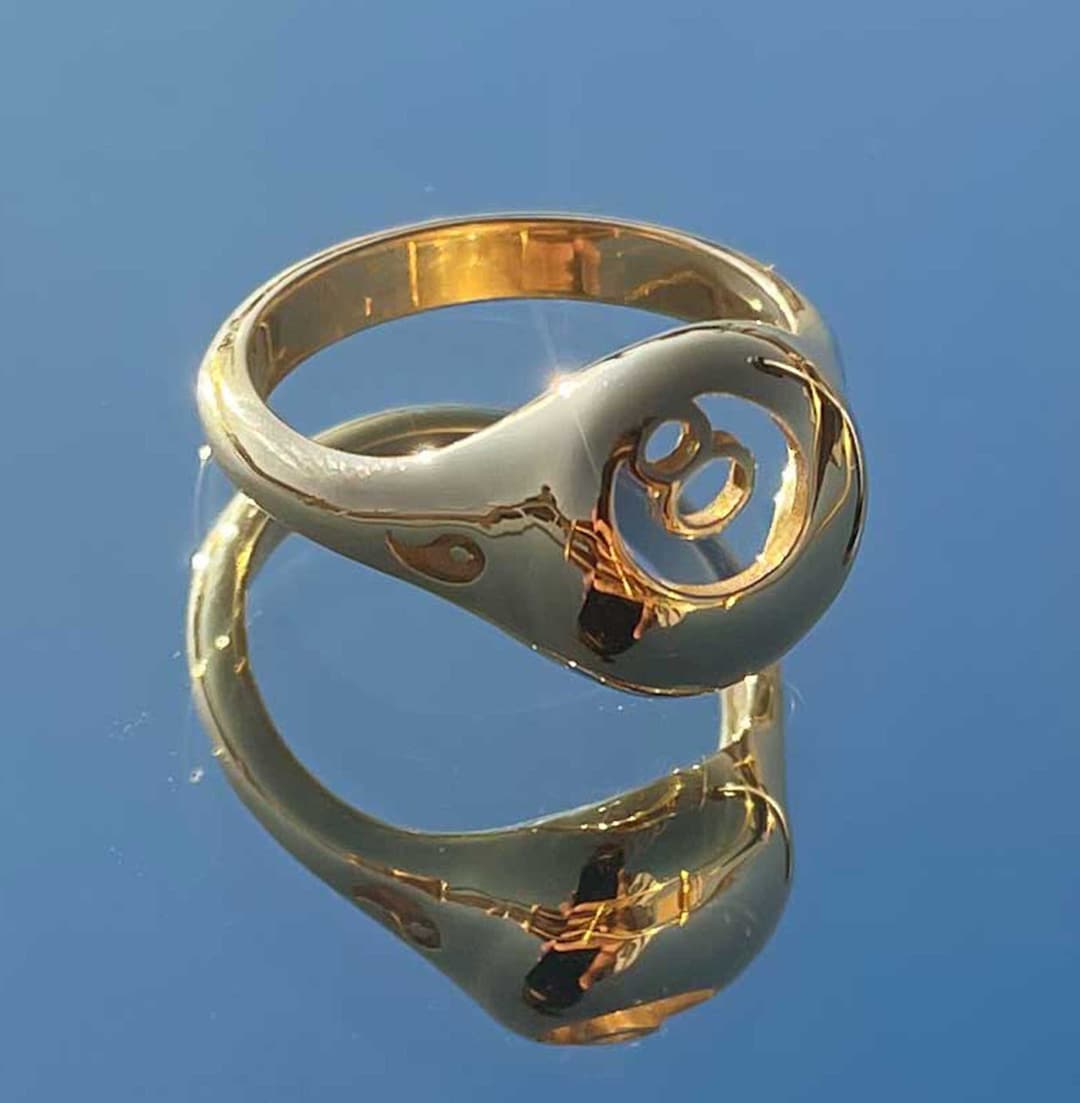 Magic 8 Ball Ring, 14k Solid Gold Billiards 8 Ball Ring Signet, Solid ...