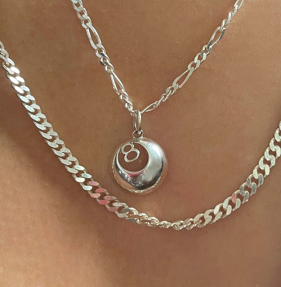 Magic 8 Ball Pendant Charm, Solid Sterling Silver Billiards 8 Ball ...