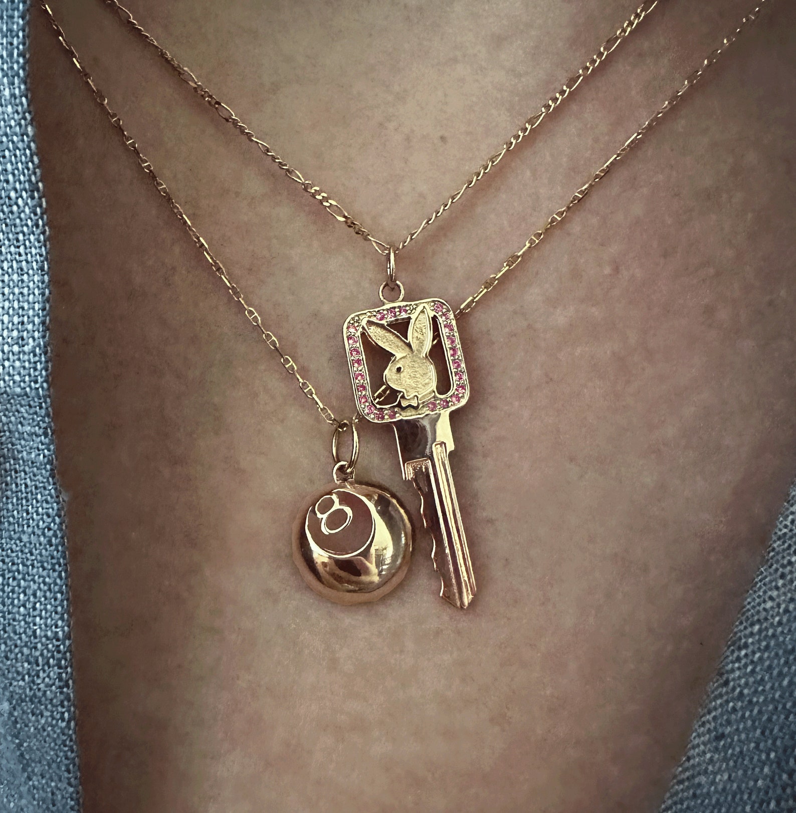 14k 8 Ball Necklace Charm Pendant, Solid Gold Billiards 8 Ball Charm ...