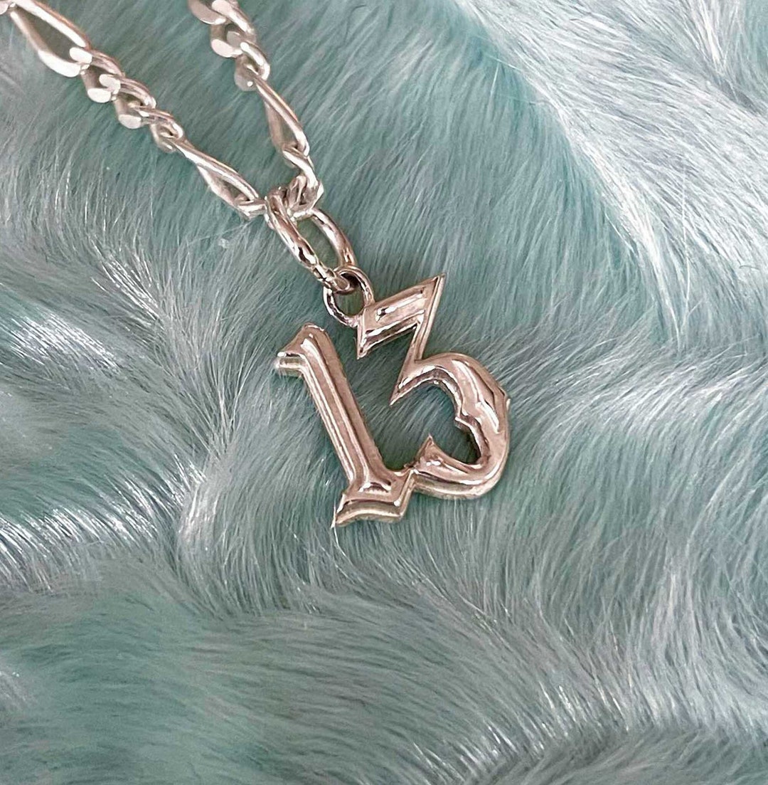 Lucky 13 Thirteen Gothic Charm, Silver Thirteen Pendant, 13 Pendant ...
