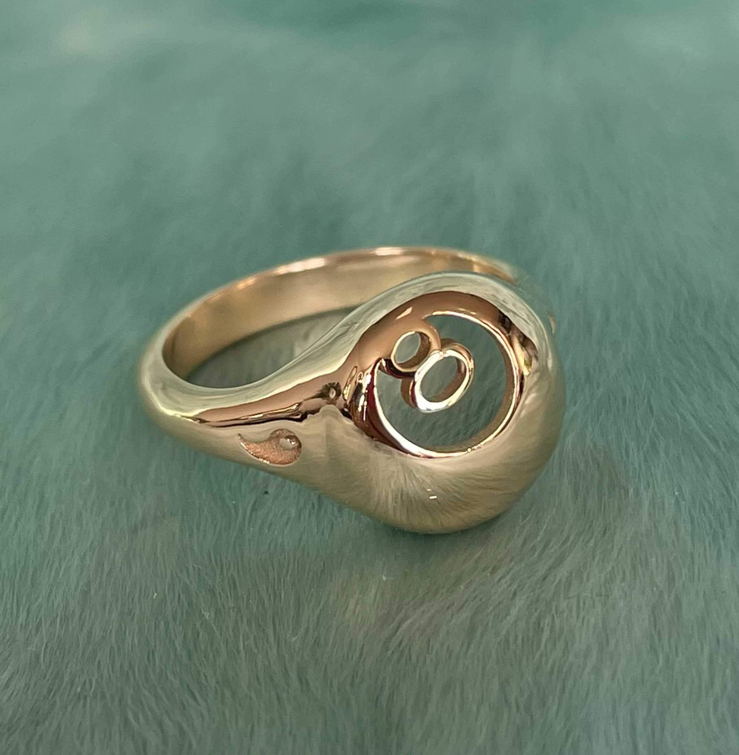 Magic 8 Ball Ring, 14k Solid Gold Billiards 8 Ball Ring Signet, Solid ...