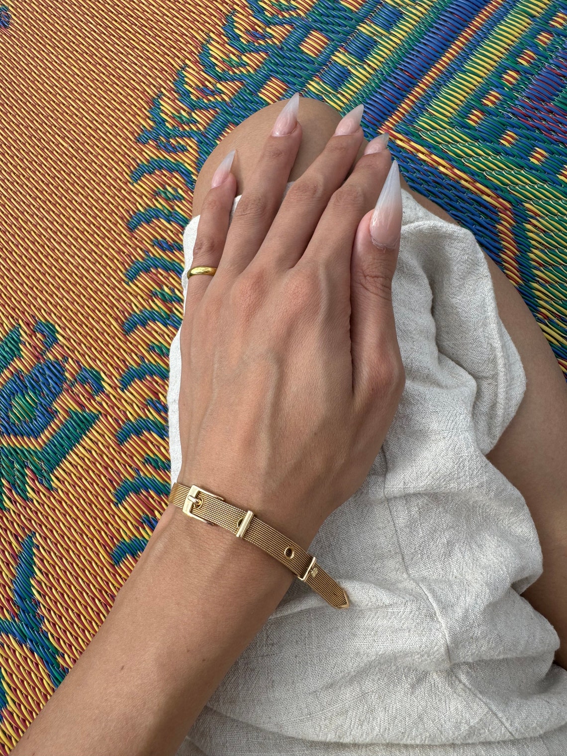 VINTAGE 18k Solid Gold Belt Women's Bracelet, Gold Belt Bracelet ...