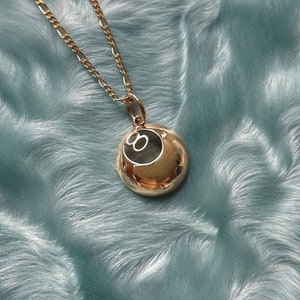 14k 8 Ball Necklace Charm Pendant, Solid Gold Billiards 8 Ball Charm ...