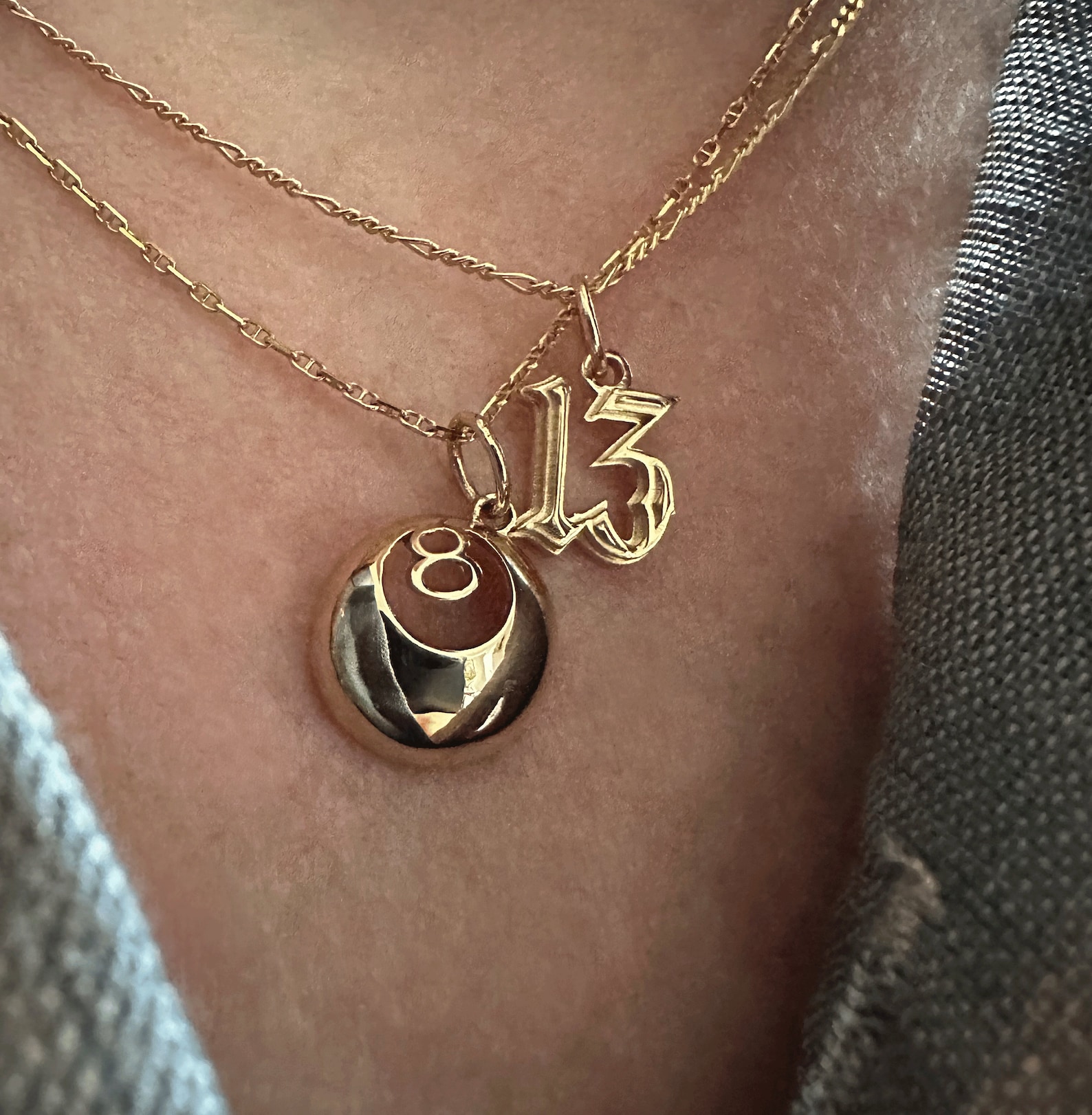 14k 8 Ball Necklace Charm Pendant, Solid Gold Billiards 8 Ball Charm ...