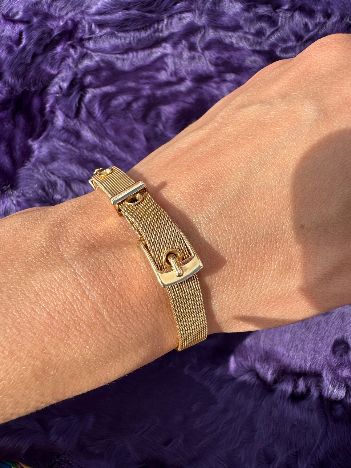 VINTAGE 18k Solid Gold Belt Women's Bracelet, Gold Belt Bracelet ...