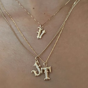 Gothic Initial V Charm, 14k Gold Diamonds Letter Charm, 14k Gold Gothic Letter Charm Pendant ...