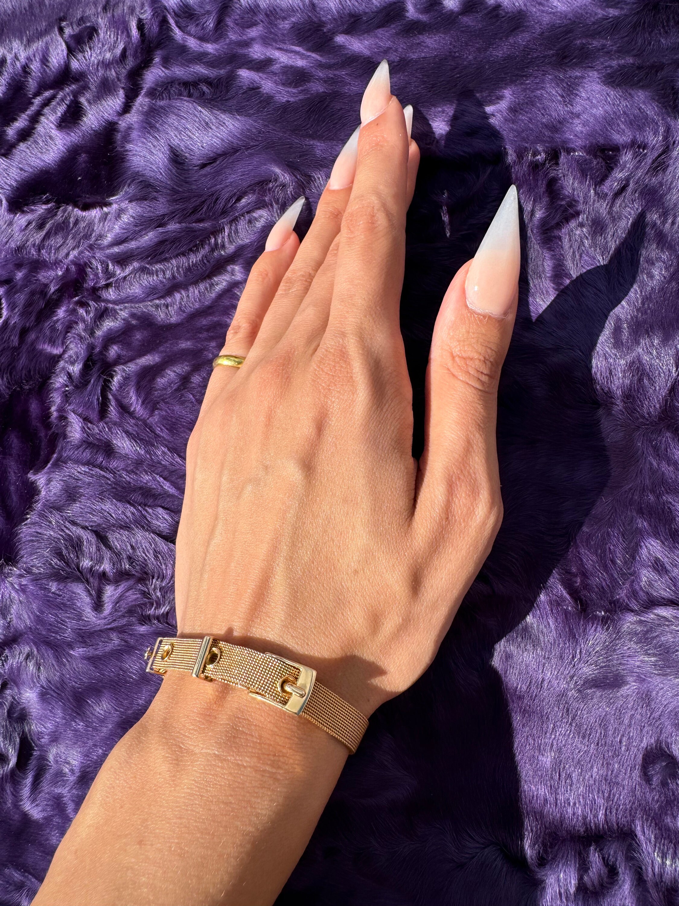 VINTAGE 18k Solid Gold Belt Women's Bracelet, Gold Belt Bracelet ...