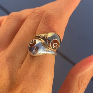 Magic 8 Ball Ring, 14k Solid Gold Billiards 8 Ball Ring Signet, Solid ...