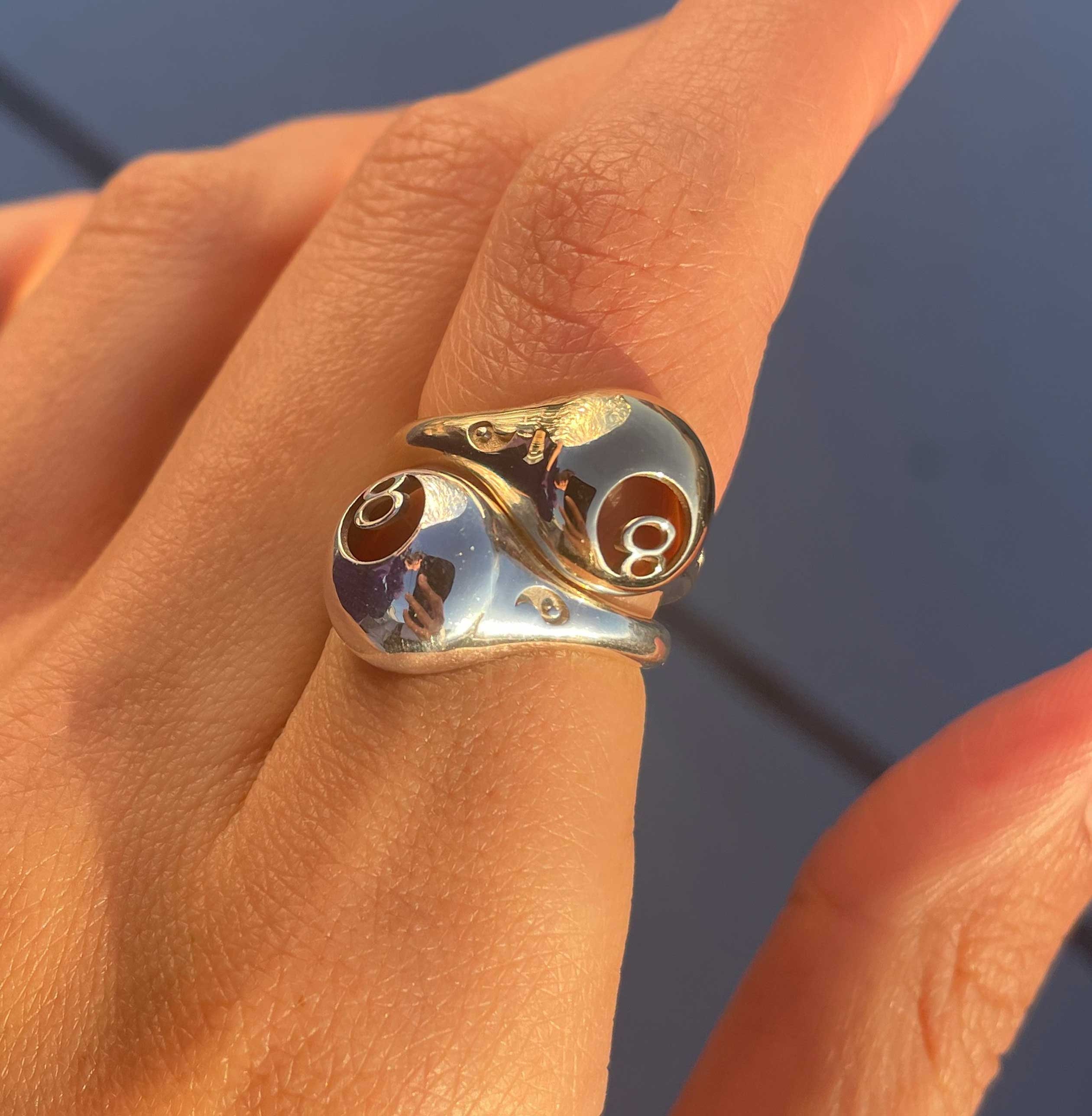 Magic 8 Ball Ring, 14k Solid Gold Billiards 8 Ball Ring Signet, Solid ...