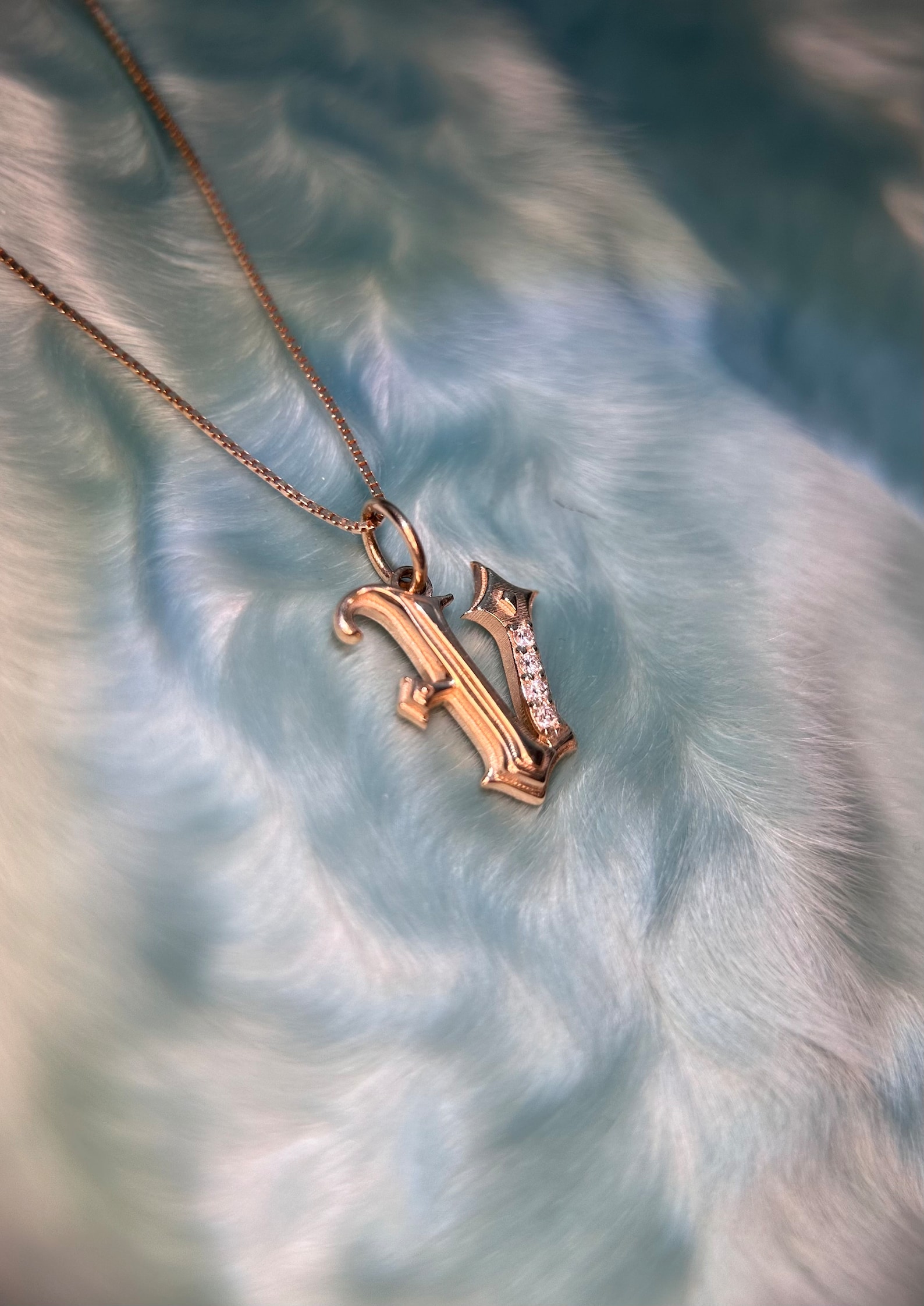 Gothic Initial V Charm, 14k Gold Diamonds Letter Charm, 14k Gold Gothic Letter Charm Pendant ...