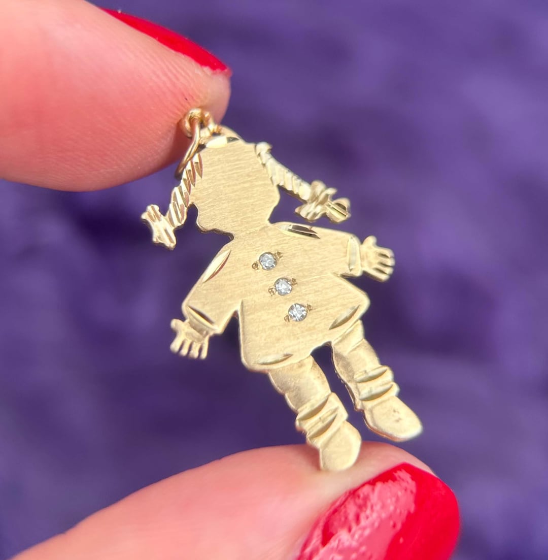 VINTAGE 14k Solid Gold Doll Girl Pendant, Estate 14k Gold Baby Girl ...
