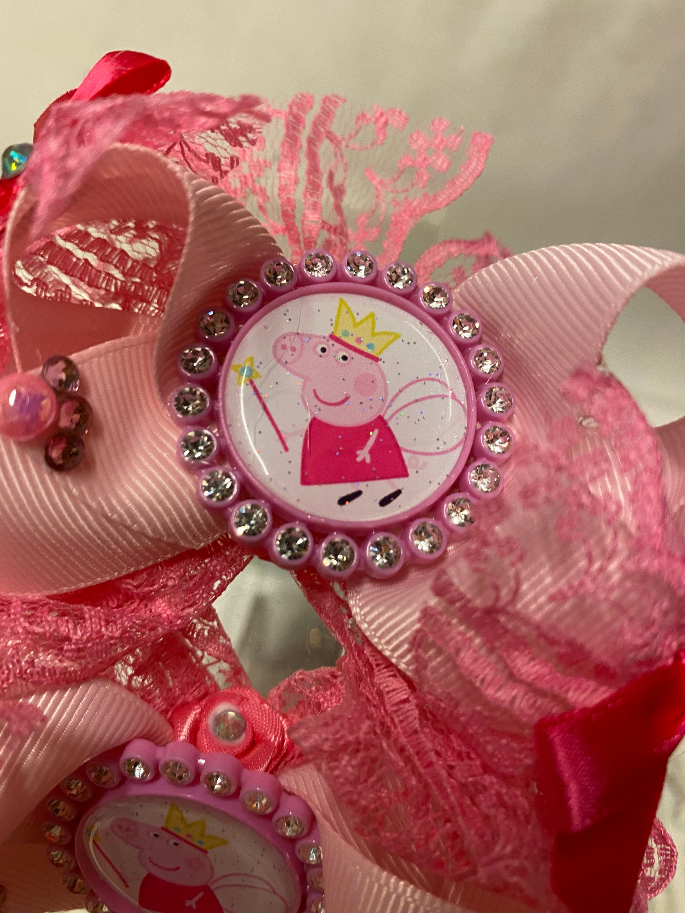 New Girls 2 X 3 Inch Hair Bows Peppa Pig Pink Pigtail Bows - Etsy