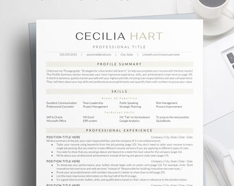 Minimalist Resume Template Simple ATS Friendly Modern - Etsy