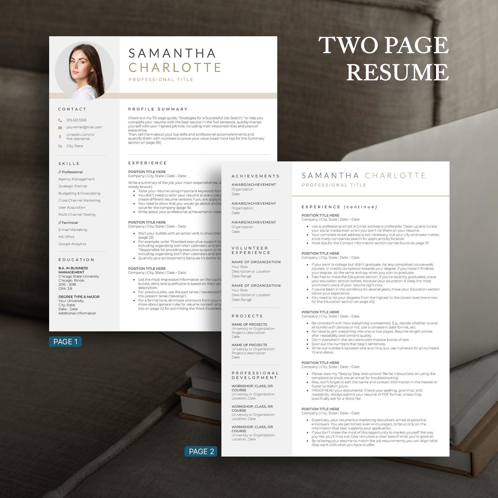 Photo Resume Template: Modern, Clean CV for Word & Google Docs - Etsy