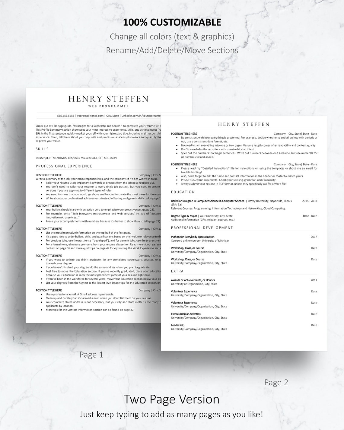 ATS Resume Template for Tech IT Software Engineer Tech - Etsy