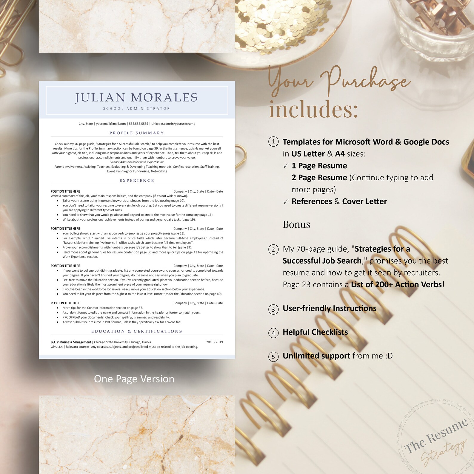 ATS Resume Template Google Docs & Word, School Administrator ...