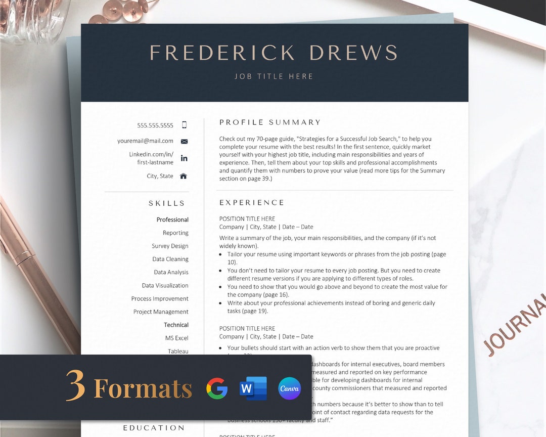 CEO Resume Resume Template for Canva, Word, Google Docs, C Level Resume ...