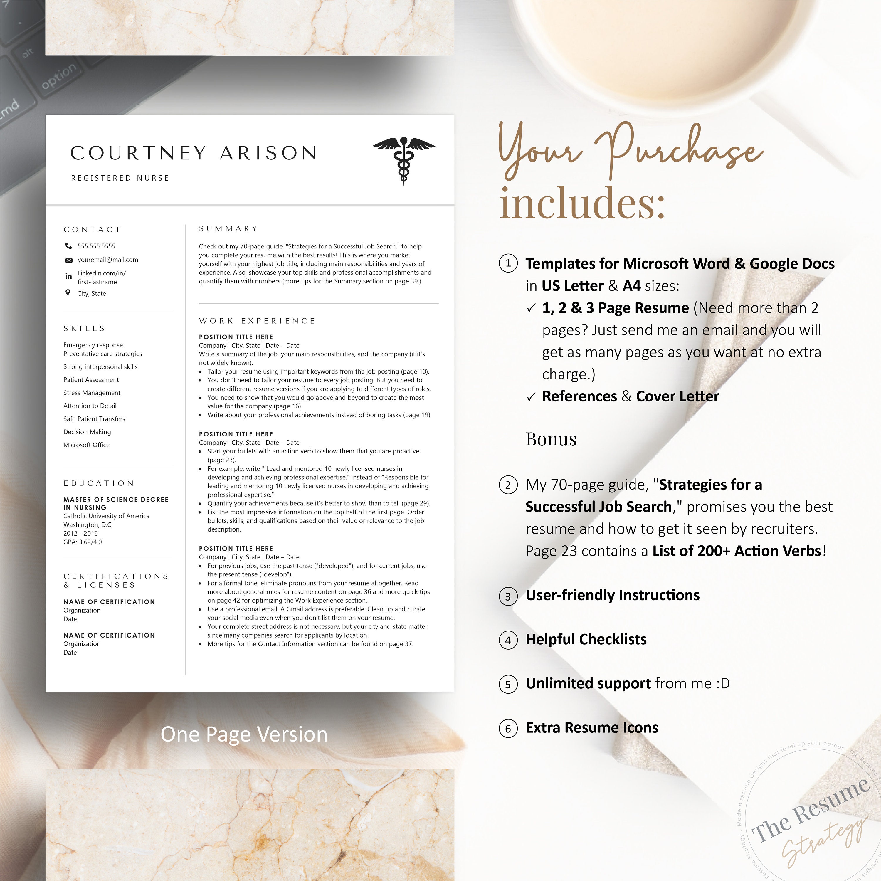Nurse Resume Template Word, Resume Google Docs, Apple Pages Resume ...