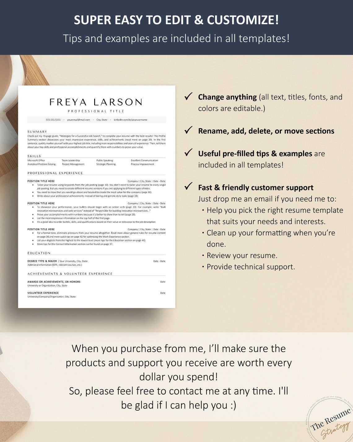 ATS Friendly Resume Template Clean Simple Modern - Etsy
