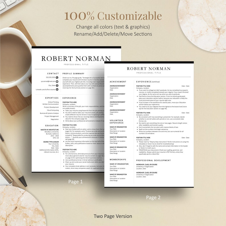 Resume Template Word, Google Docs, C Level Excutive Resume, Modern ...