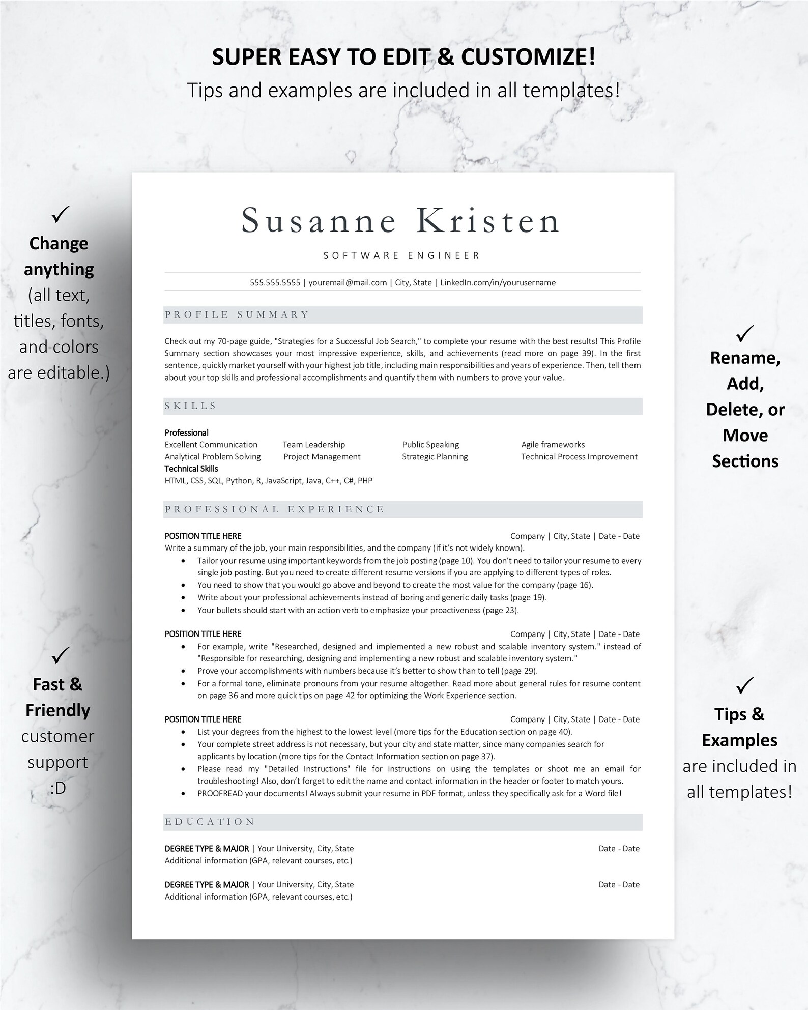 Software Engineer Resume Software Developer Resume ATS - Etsy