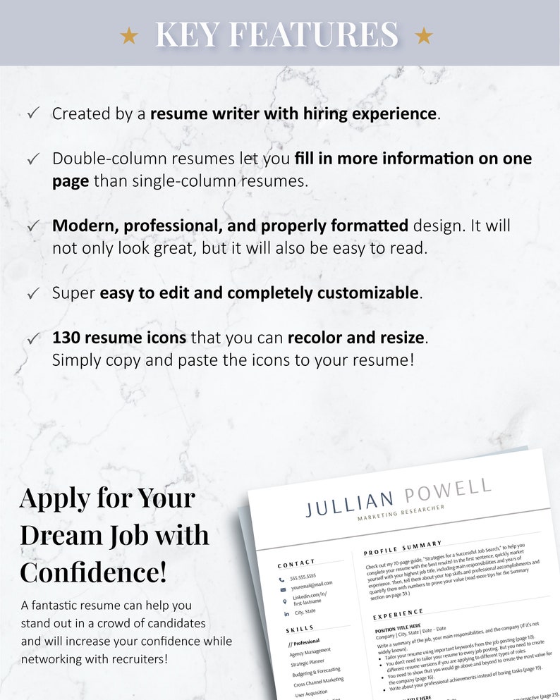 Marketing Resume Template Modern & Minimalist Resume Design | Etsy