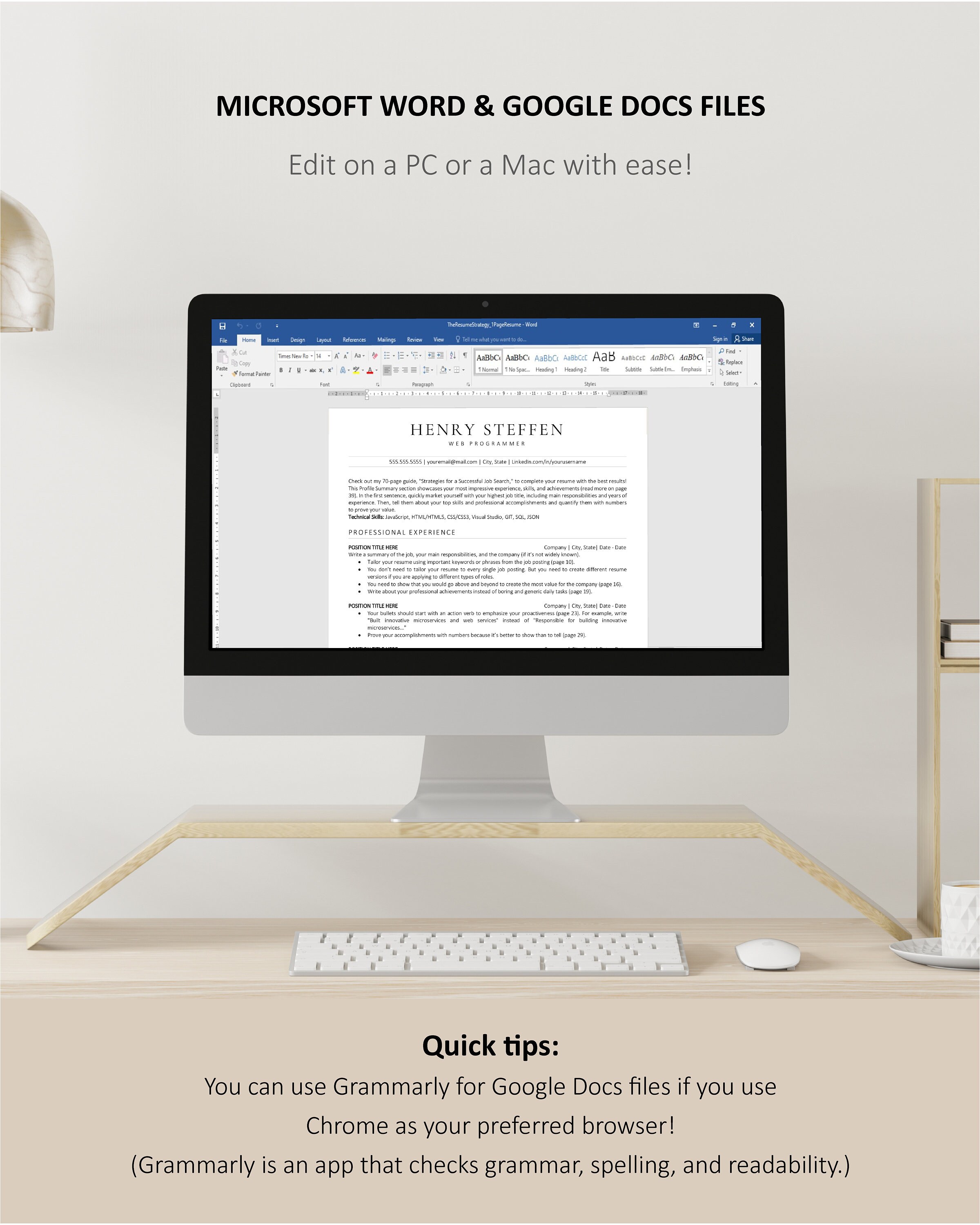 ATS Resume Template for Tech IT Software Engineer Tech - Etsy
