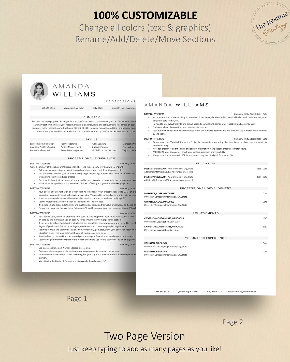 ATS Friendly Resume Template for Microsoft Word & Google Docs - Etsy Canada