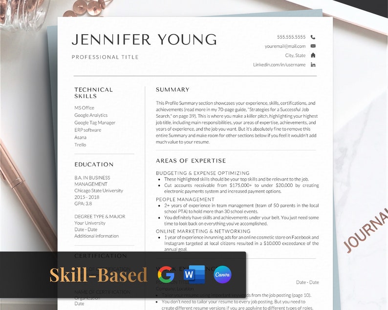 Combination Resume Template, Skills Based Resume | Simple Resume ...