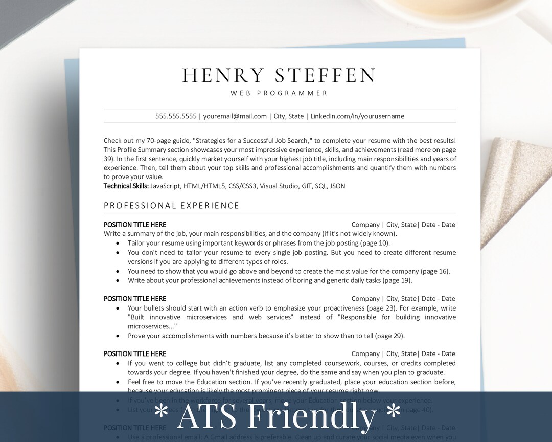 ATS Resume Template for Tech, IT, Software Engineer, Tech Resume ...