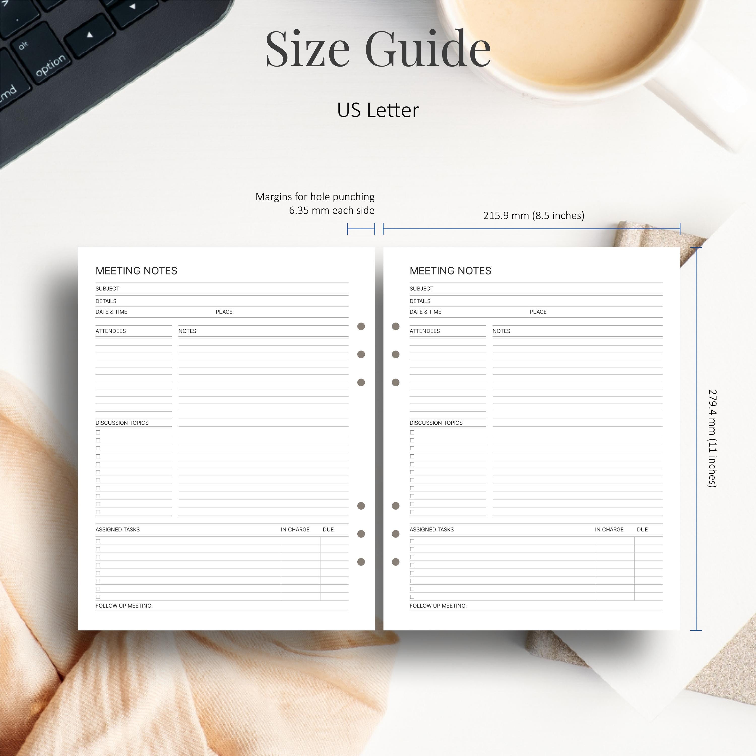 Editable Meeting Minutes Template: Fillable PDF, Google Docs, Word (A4 ...