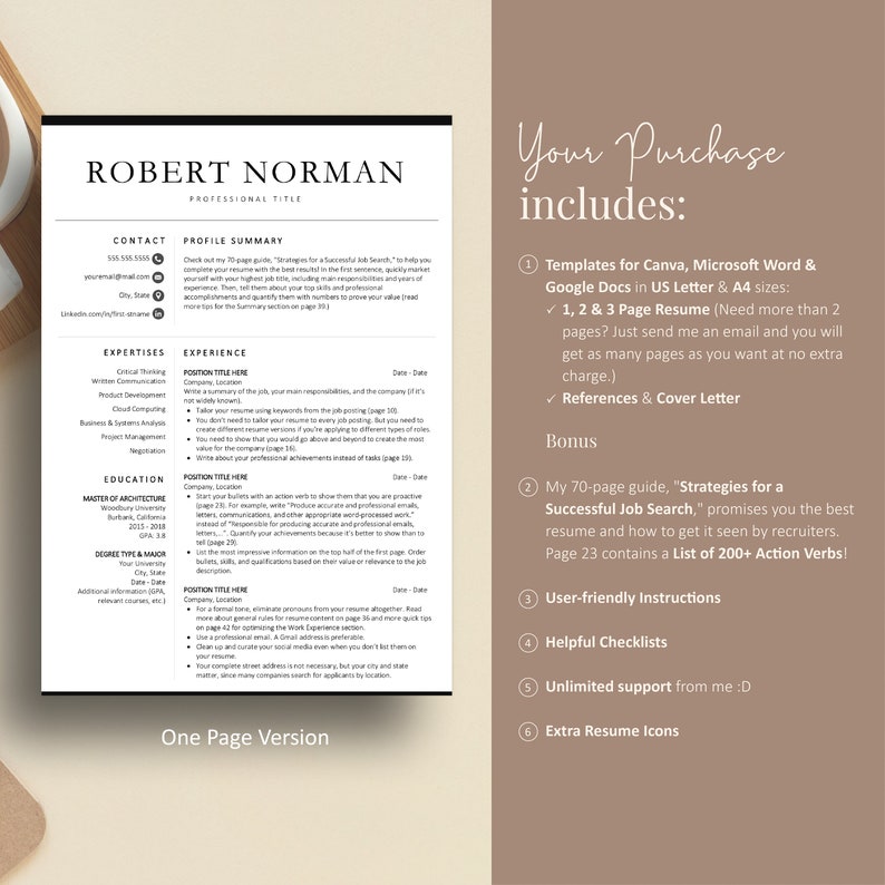 Resume Template Word, Google Docs, C Level Excutive Resume, Modern ...