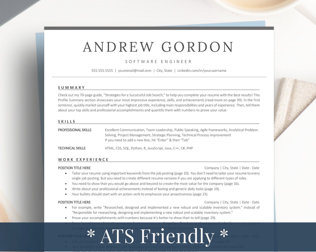 Software Engineer Resume Template: ATS Friendly Tech Resume (google ...