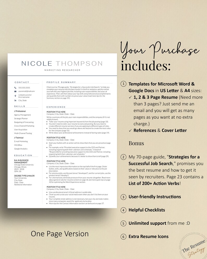 Marketing Resume Template Modern & Minimalist Resume Design - Etsy