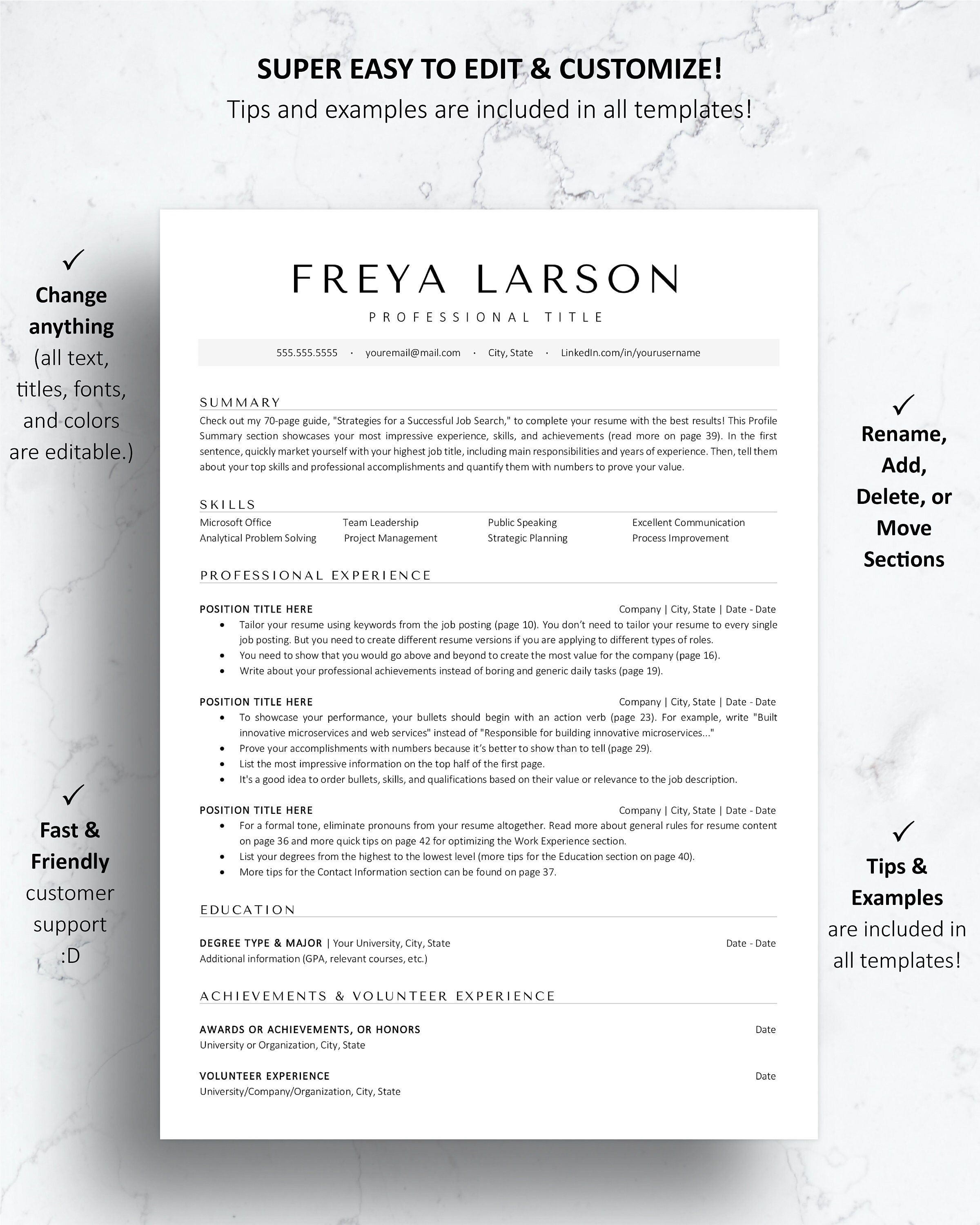 ATS Friendly Resume Template Clean Simple Modern - Etsy Canada