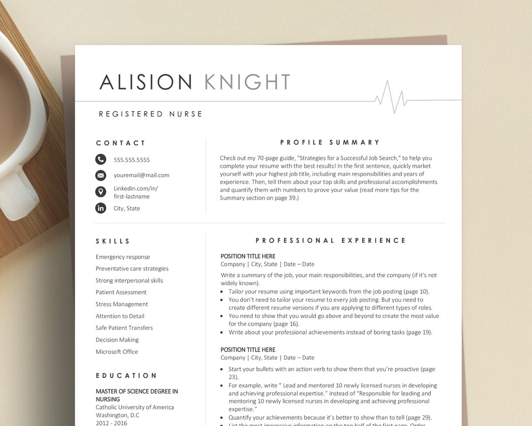 Nurse Resume Template: Clean, Modern, Professional (word, Google Docs ...