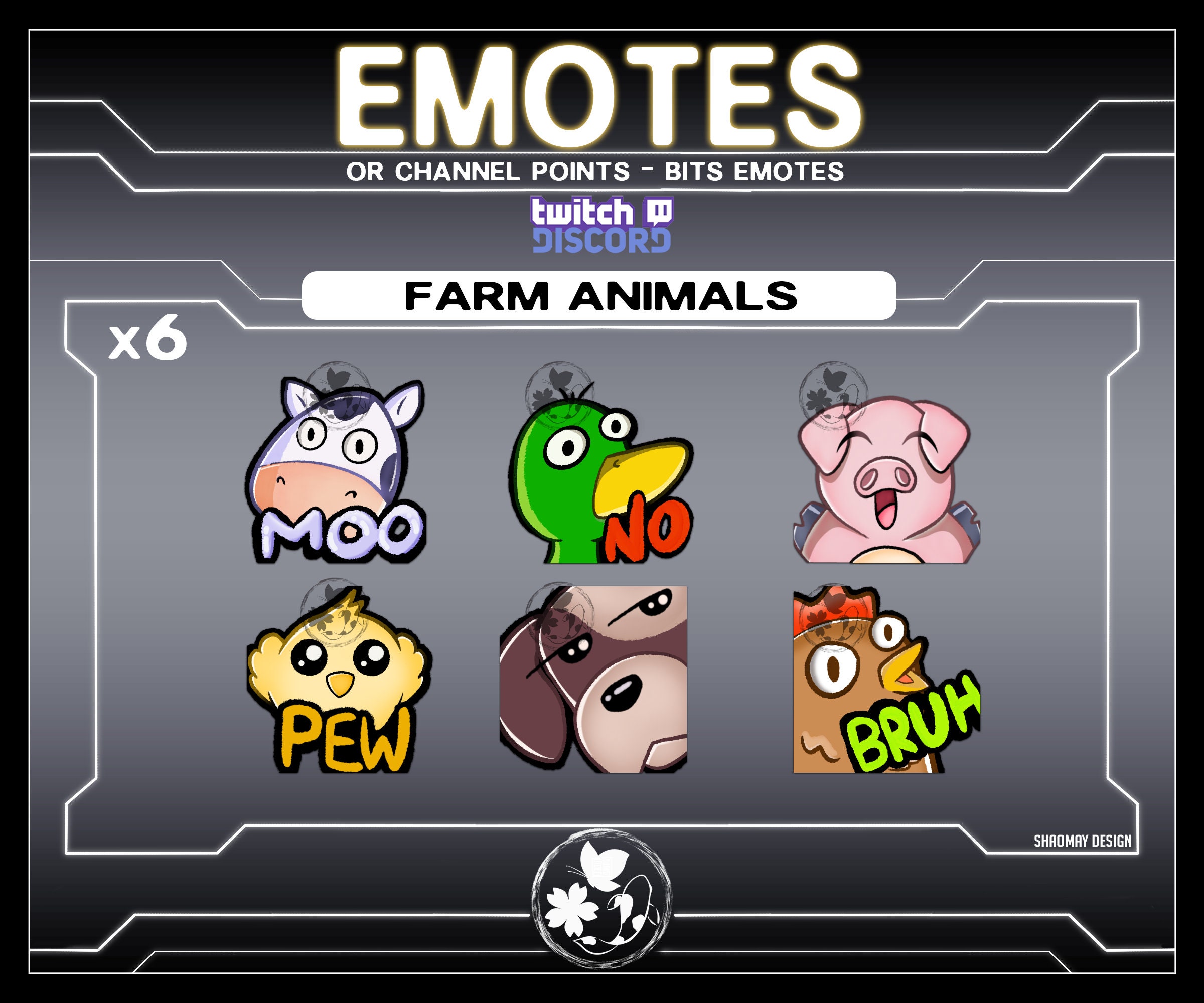 Emotes Farm Animals PACK or Discord Twitch Channel Points - Etsy