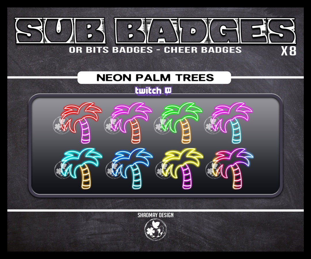 Palm Tree Neon Sub Badges Bit/cheer Twitch - Etsy