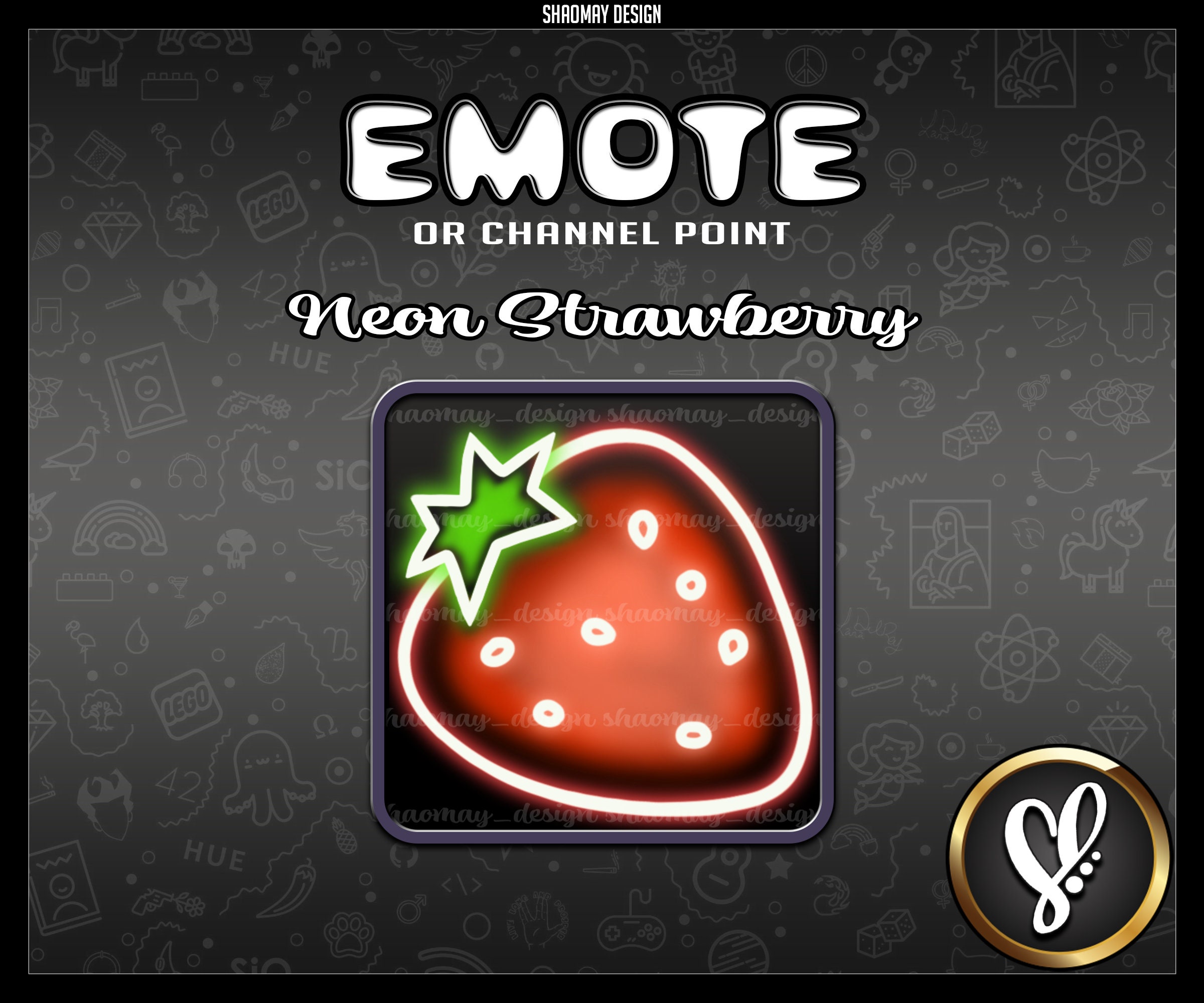 Neon Fruit Emote Strawberry or Discord Twitch Channel Point | Etsy