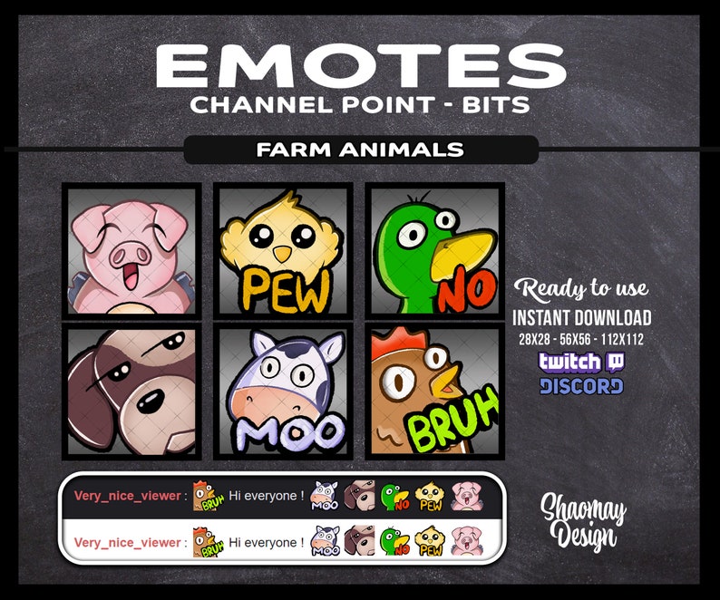 Farm Animals PACK Emotes or Twitch Discord Channel Points - Etsy