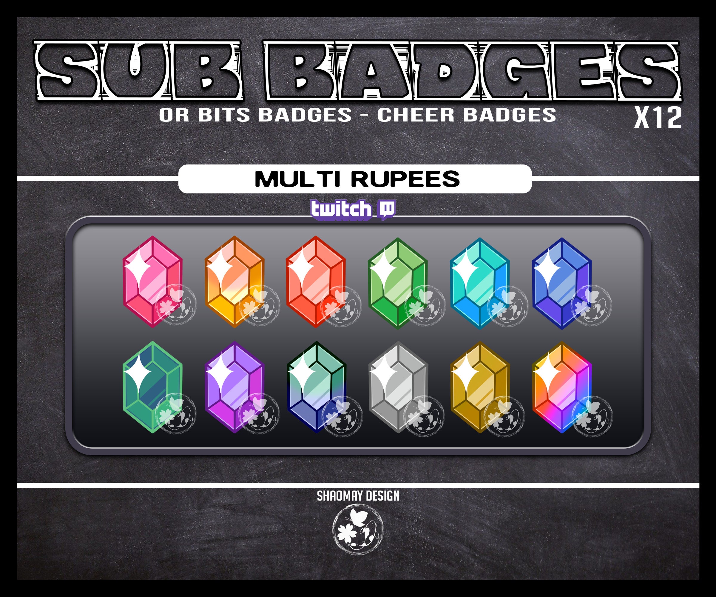 Ruby Rupees Gems Sub Badges Bit/cheer Twitch - Etsy