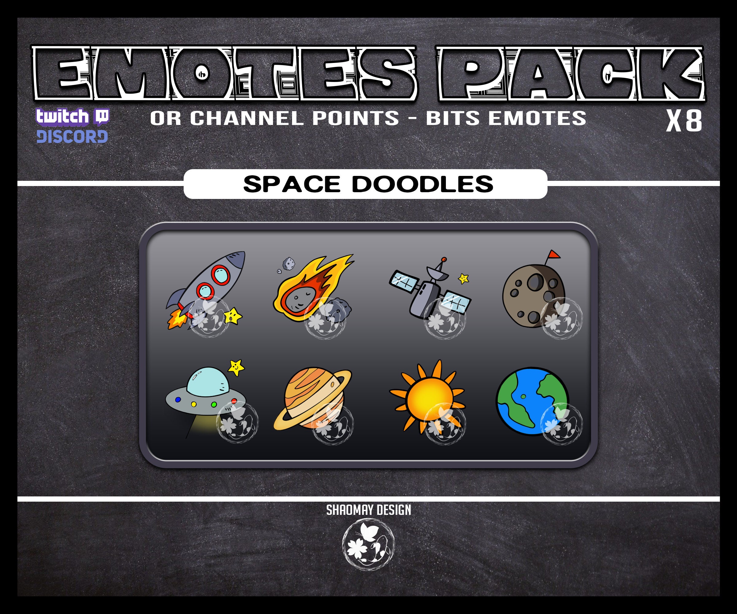 Pack Space Doodles Emotes or Twitch Discord Channel Points - Etsy UK