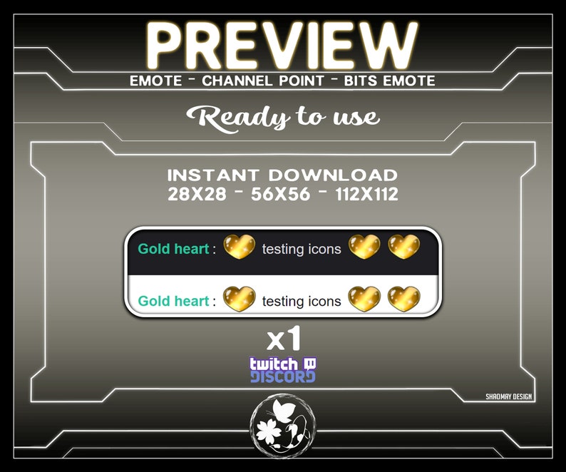 Bright Golden Heart or Emote or Twith Discord Chain Point - Etsy