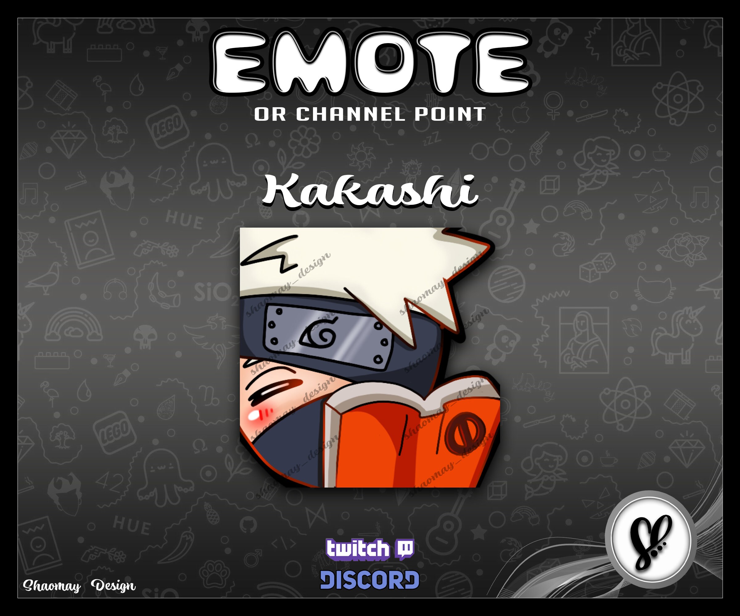 Kakashi Hakate Emote ou point de chaîne Manga Naruto Twitch | Etsy