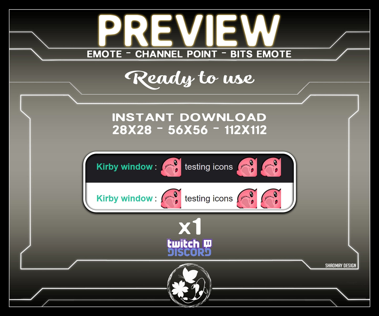 Kirby Flattened Cute Emote or Channel Pointtwitch Discord - Etsy