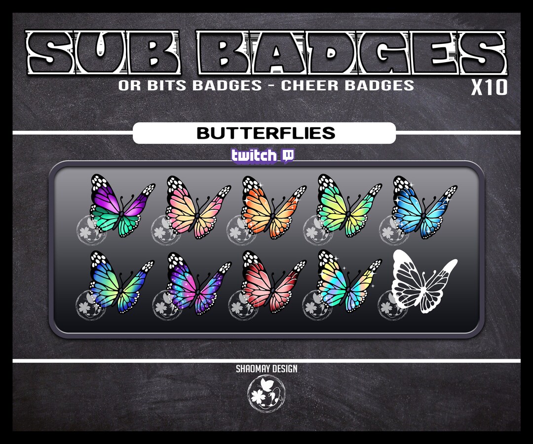 Butterflies X10 Sub Badges Bit/cheer Twitch - Etsy