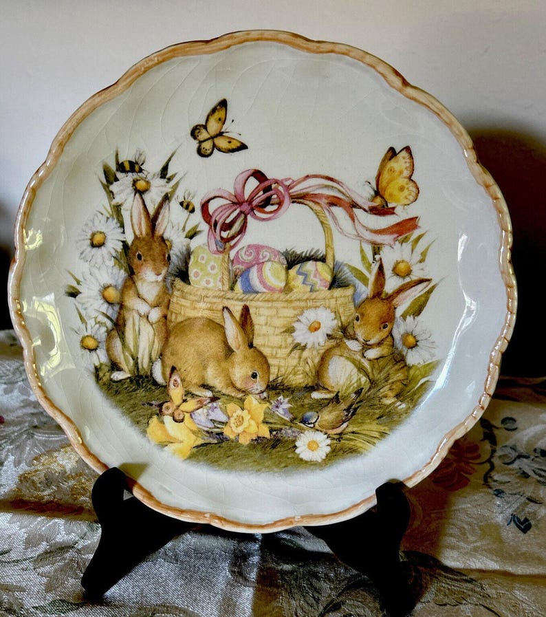 Susan Wingate Easter Bunny Cracker Barrel Plate - Etsy