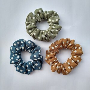 Polka Dot Scrunchies Set, Mustard Scrunchie, Blue Scrunchie, Khaki ...
